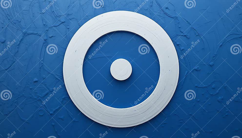 Abstract White Ring and Circle Design on Textured Blue Background Stock ...