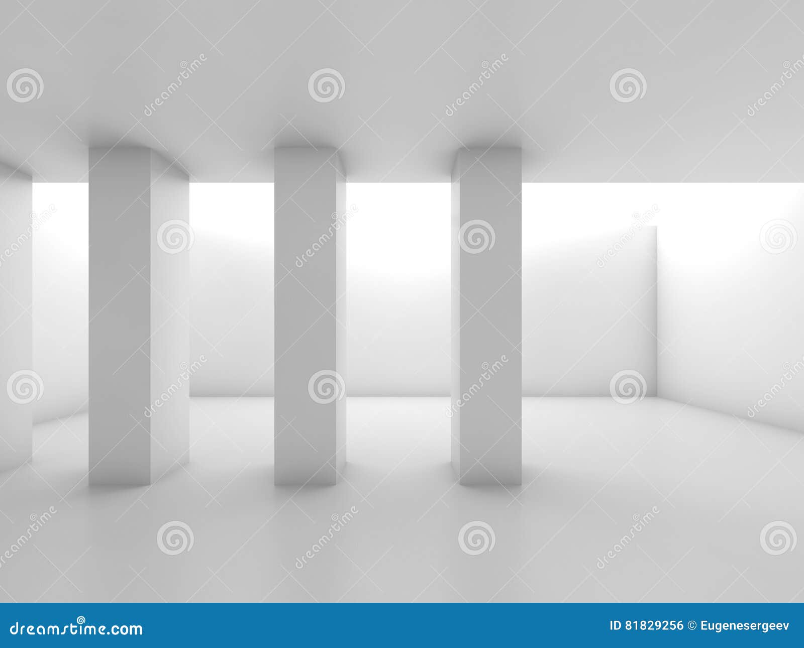 Abstract White Room with Columns, Blank Interior Stock Illustration ...