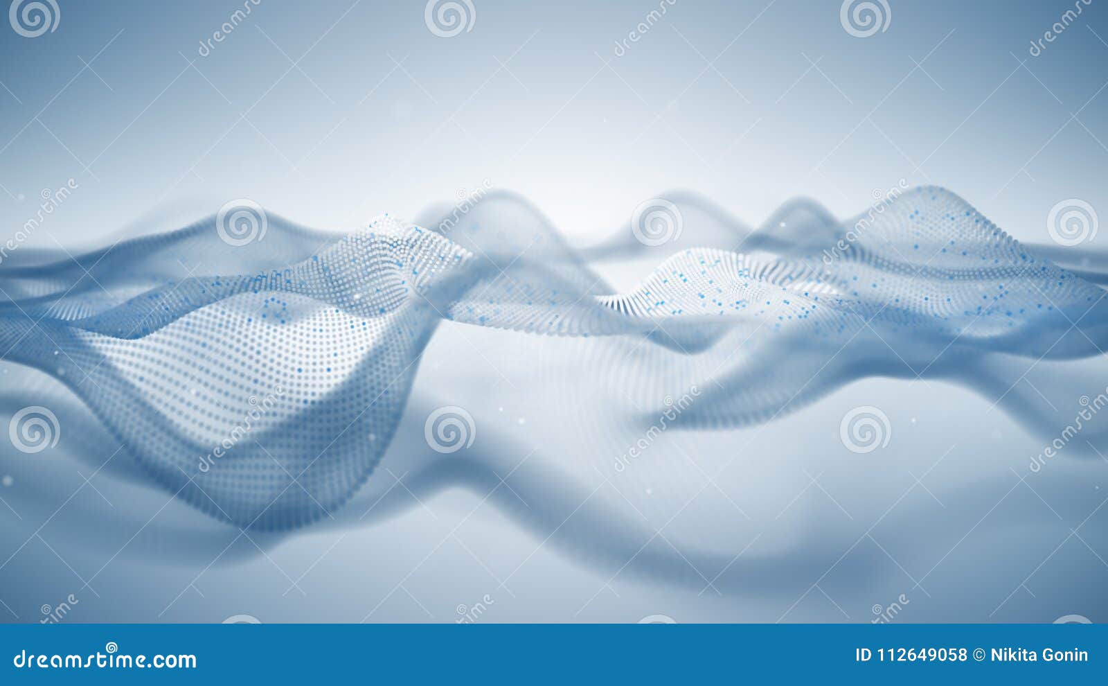 Abstract White Sci-fi Surface of Particles 3D Illustration Stock ...