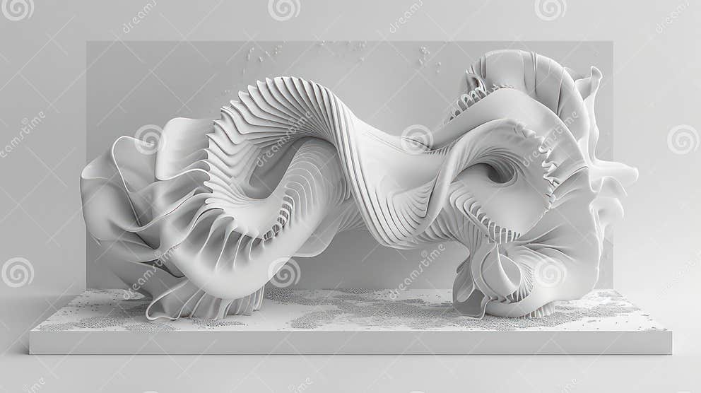 Abstract White Sculpture with Flowing, Intricate Forms and a Textured ...
