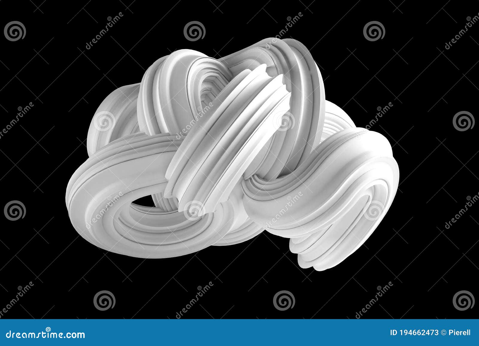 Abstract White Shape on a Black Background. 3d Illustration, 3d ...