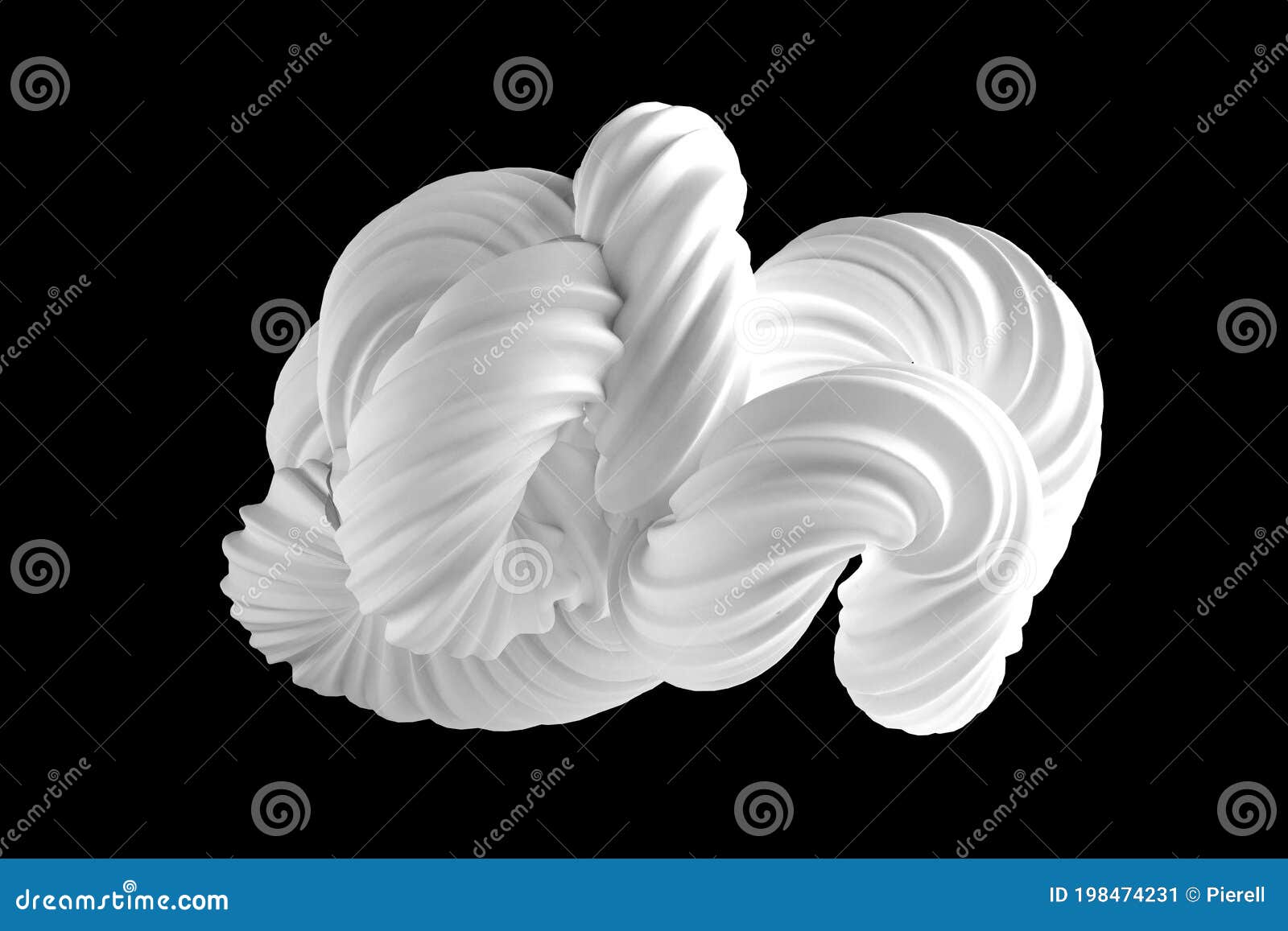 Abstract White Shape on a Black Background. 3d Illustration, 3d ...