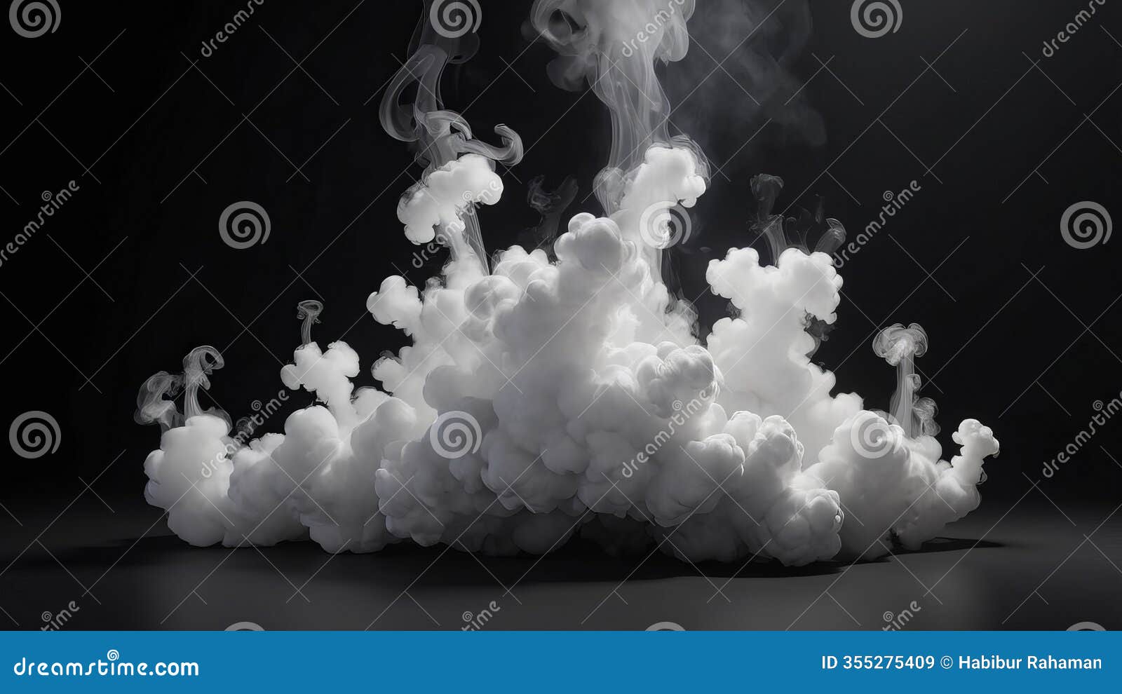 Abstract White Smoke Cloud on Black Background Stock Illustration ...