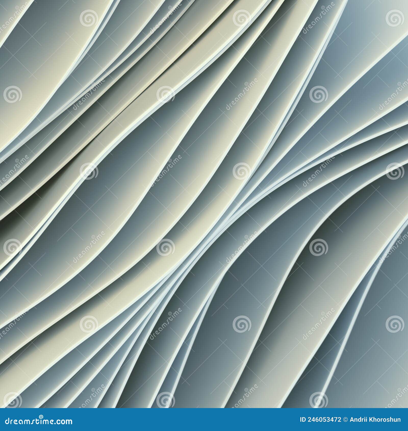 Abstract White Smooth Waves Digital Illustration. Liquid Flow Effect ...