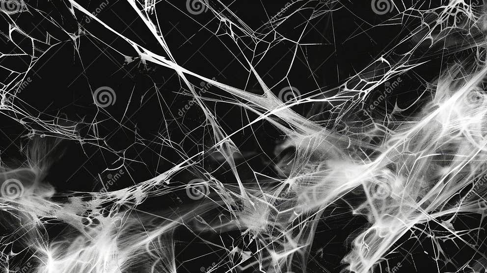 Abstract White Spider Web on Black Background, Generative AI Stock ...