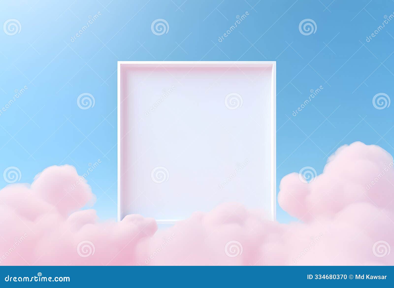 Abstract White Frame with Pink Clouds in Blue Sky Stock Illustration ...