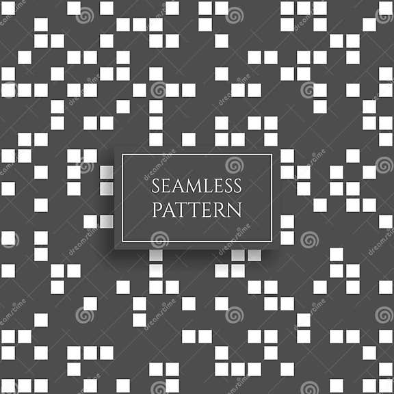 Abstract White Square Pixel Mosaic Seamless Pattern on Gray Background ...