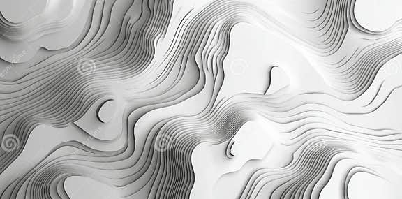 Abstract White Topographic Map Pattern with White Wave Paper ...