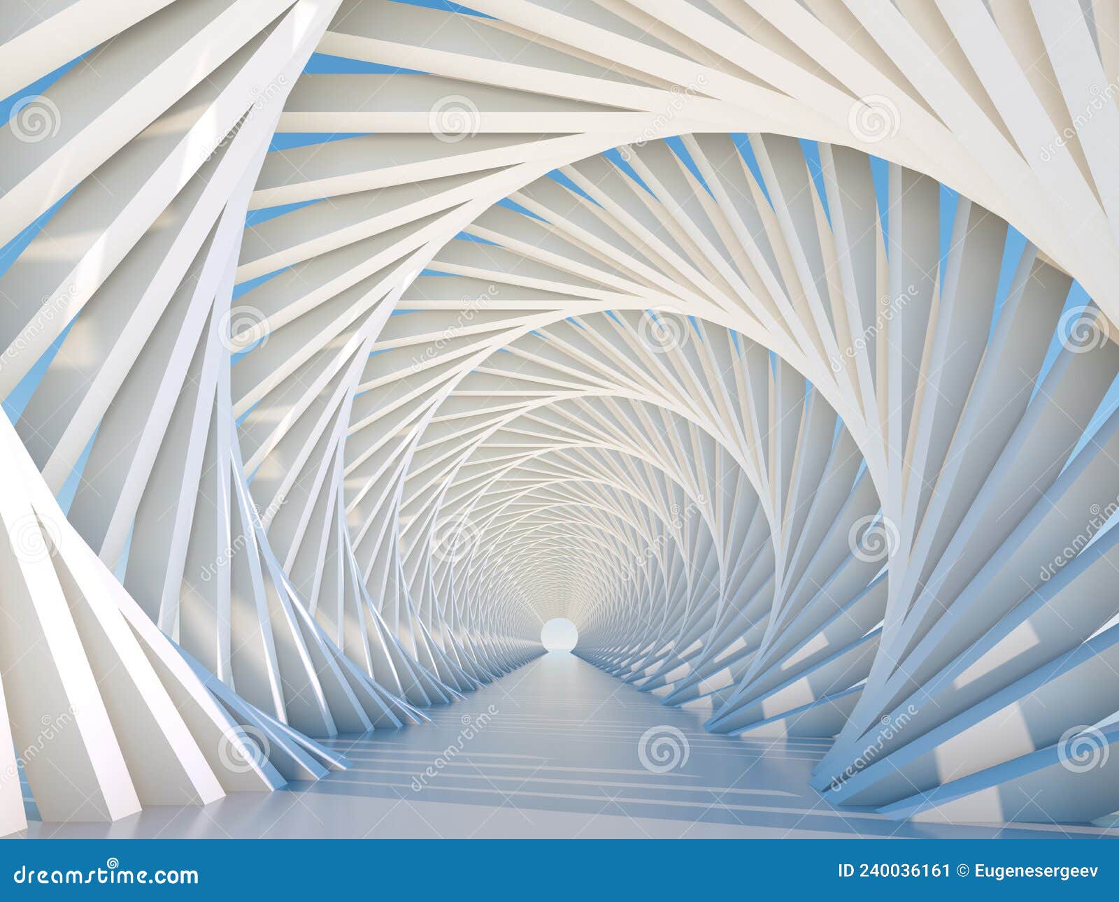 Abstract White Twisted Tunnel Perspective. 3d Render Stock Illustration ...