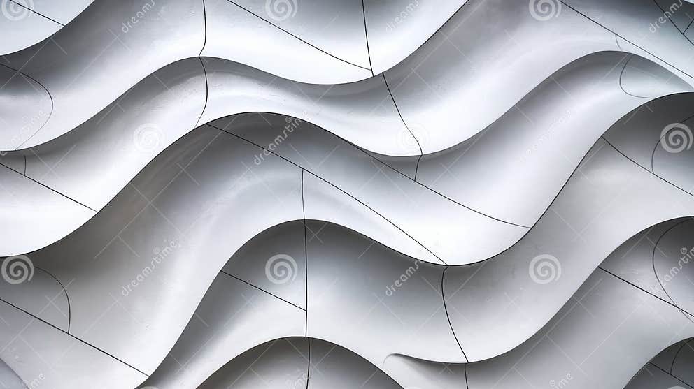 Abstract White Wall Texture Featuring Modern, Overlapping Wave Patterns ...