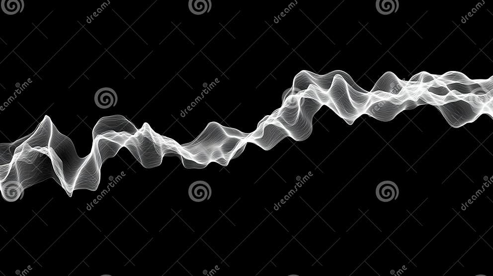 Abstract White Waveform on Black Background with Flowing Lines Stock ...