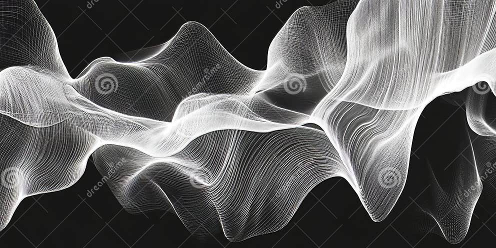 Abstract White Waveforms on Black Background Creating a Dynamic and ...