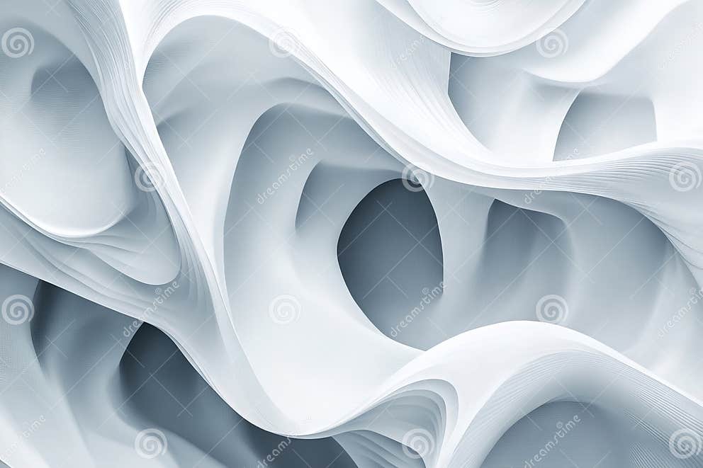 Abstract White Wavy Pattern with Soft Curves and Shadows Stock ...