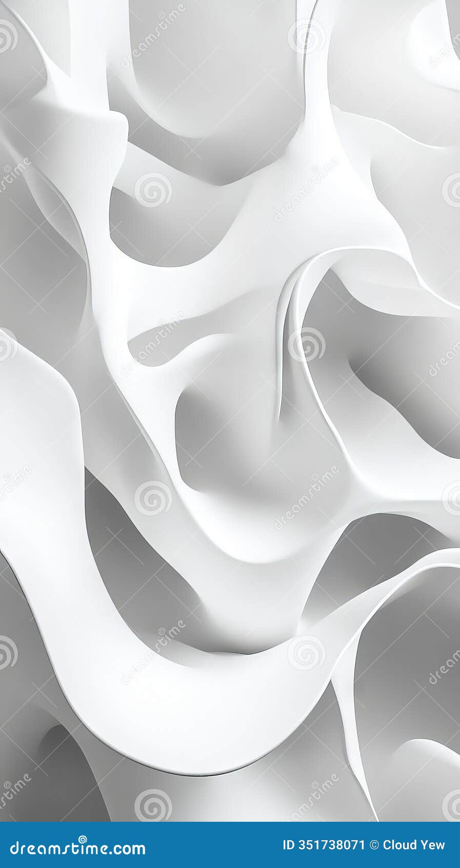 Abstract White Wavy Texture Background with Smooth Curves and Flowing ...