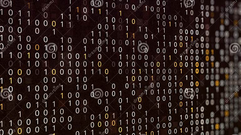 Abstract White and Yellow Binary Code on Black Background, Seamless ...
