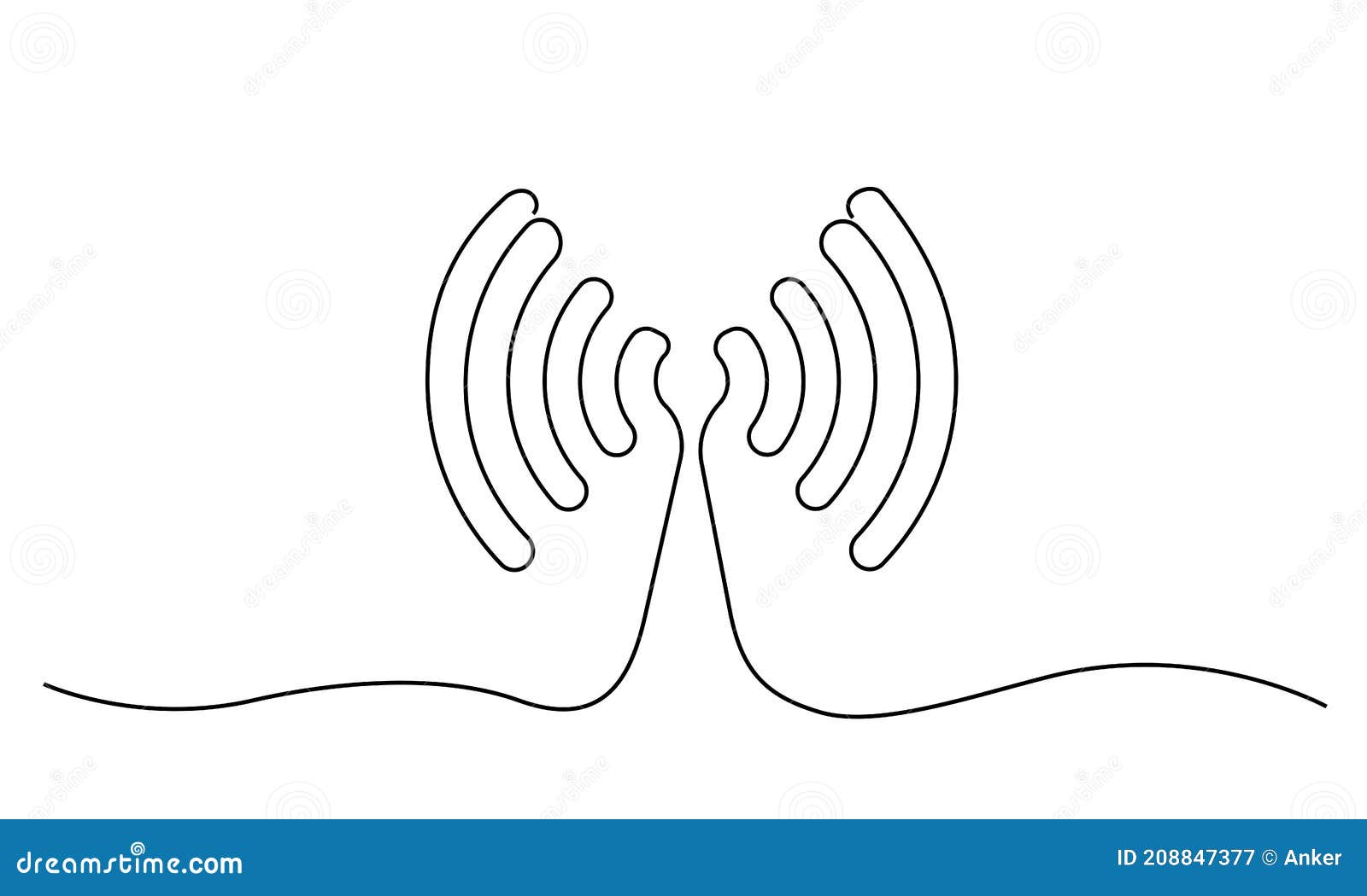 Abstract Wi-fi Point Sign. Continuous One Line Drawing Icon Stock ...