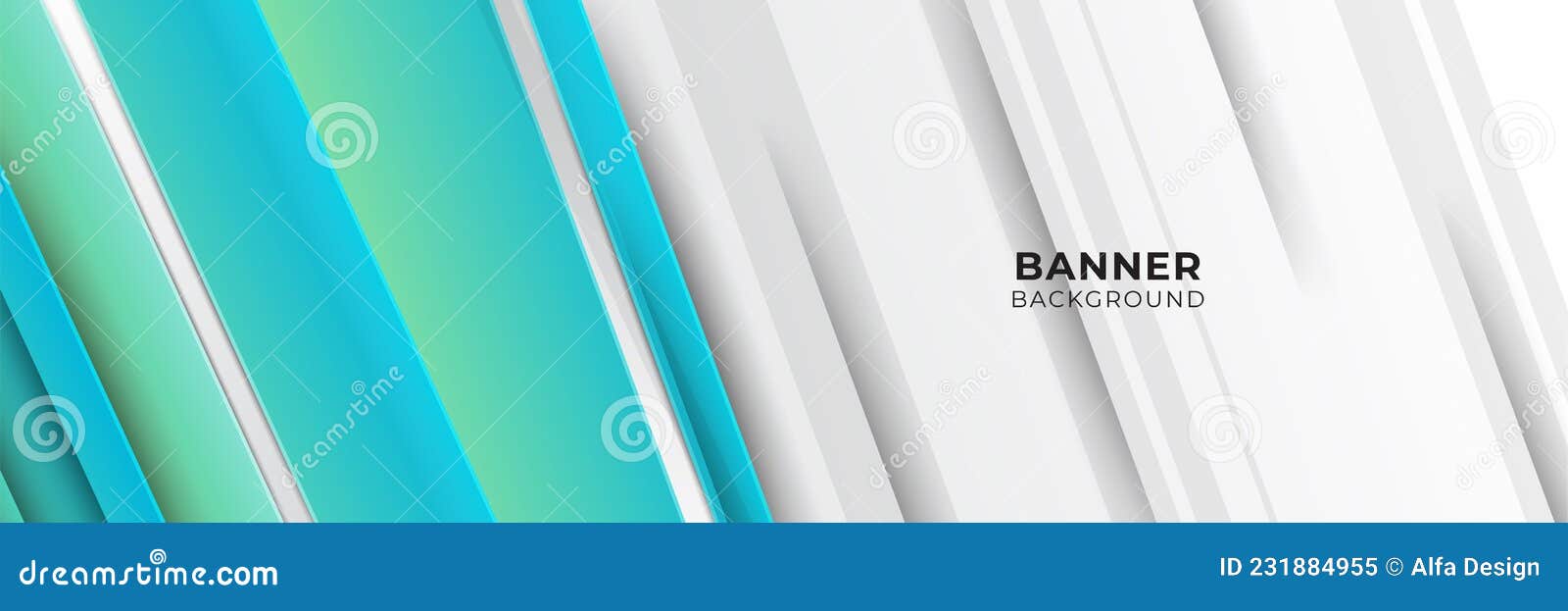 Abstract Wide Banner Background with Geometric Shapes, Stripes, Waves ...