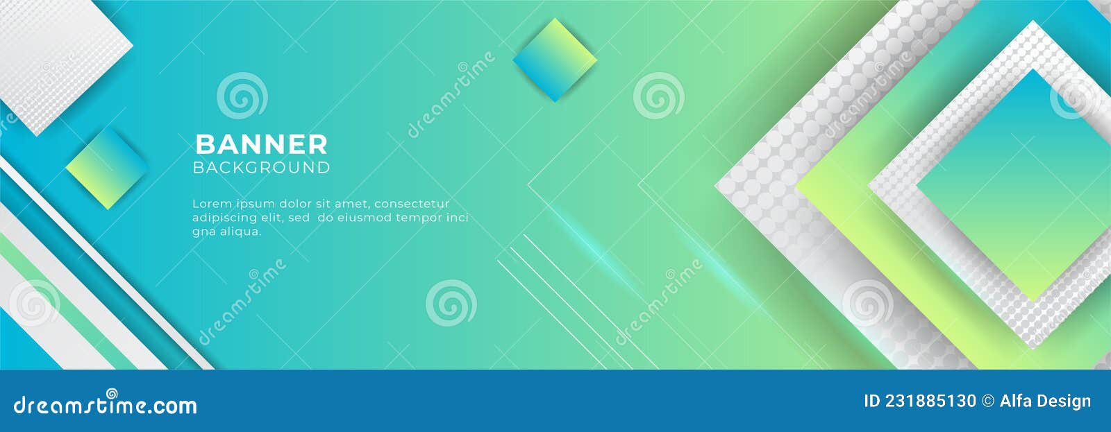 Abstract Wide Banner Background with Geometric Shapes, Stripes, Waves ...