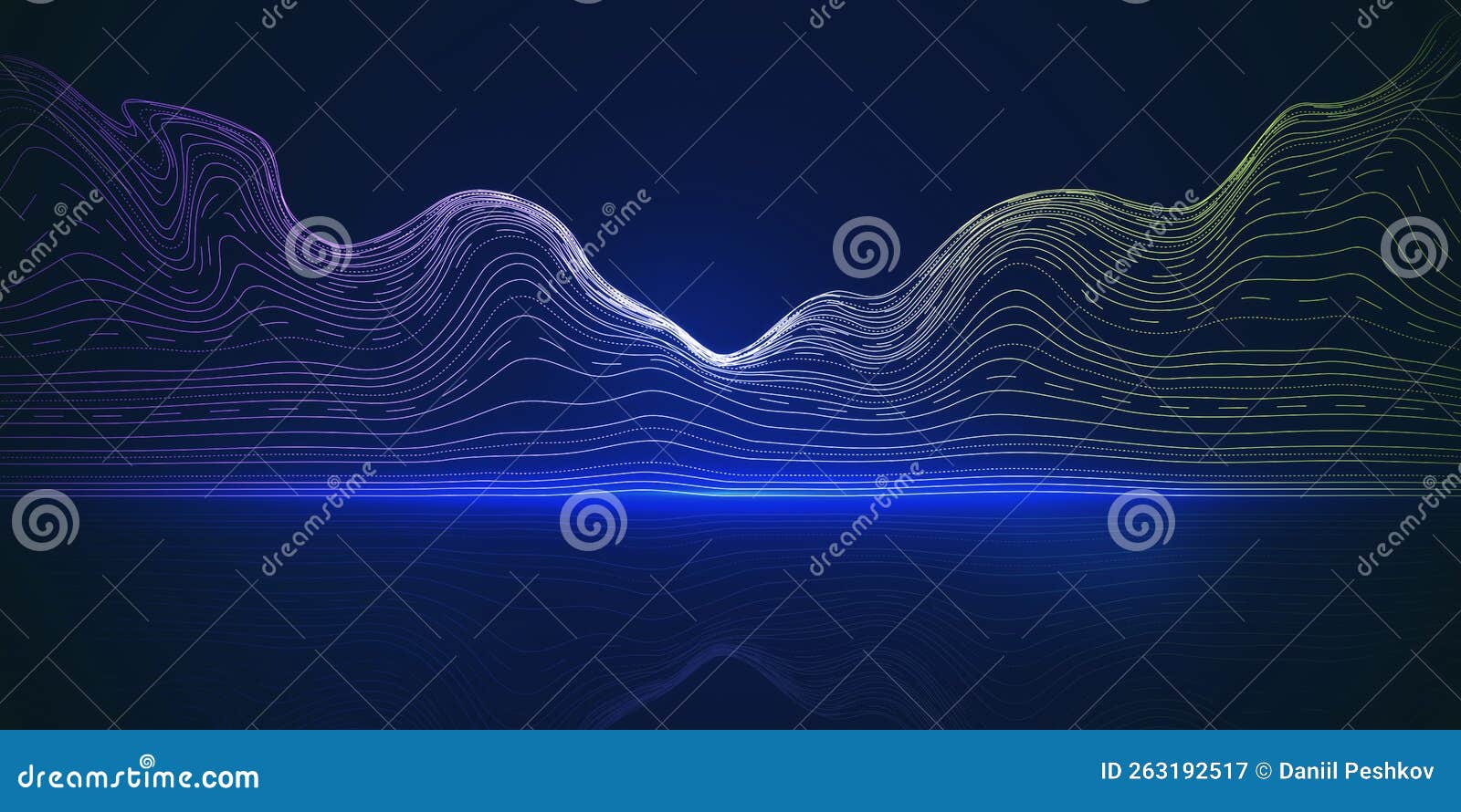 Abstract Wide Digital Wave Wallpaper. 3D Rendering Stock Illustration ...