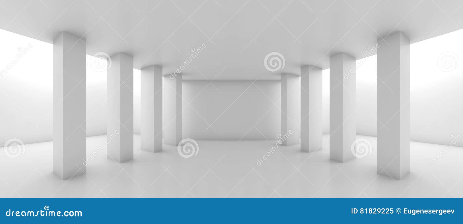 Abstract Wide Corridor Perspective with Columns Stock Illustration ...