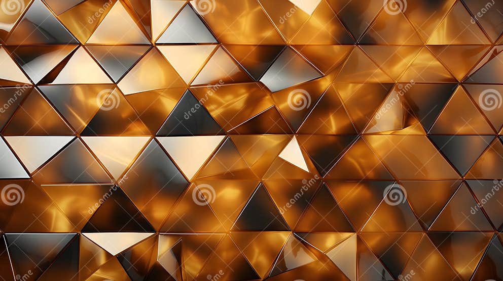 Abstract Wide Gold Metallic Texture with Geometric Triangular 3d ...