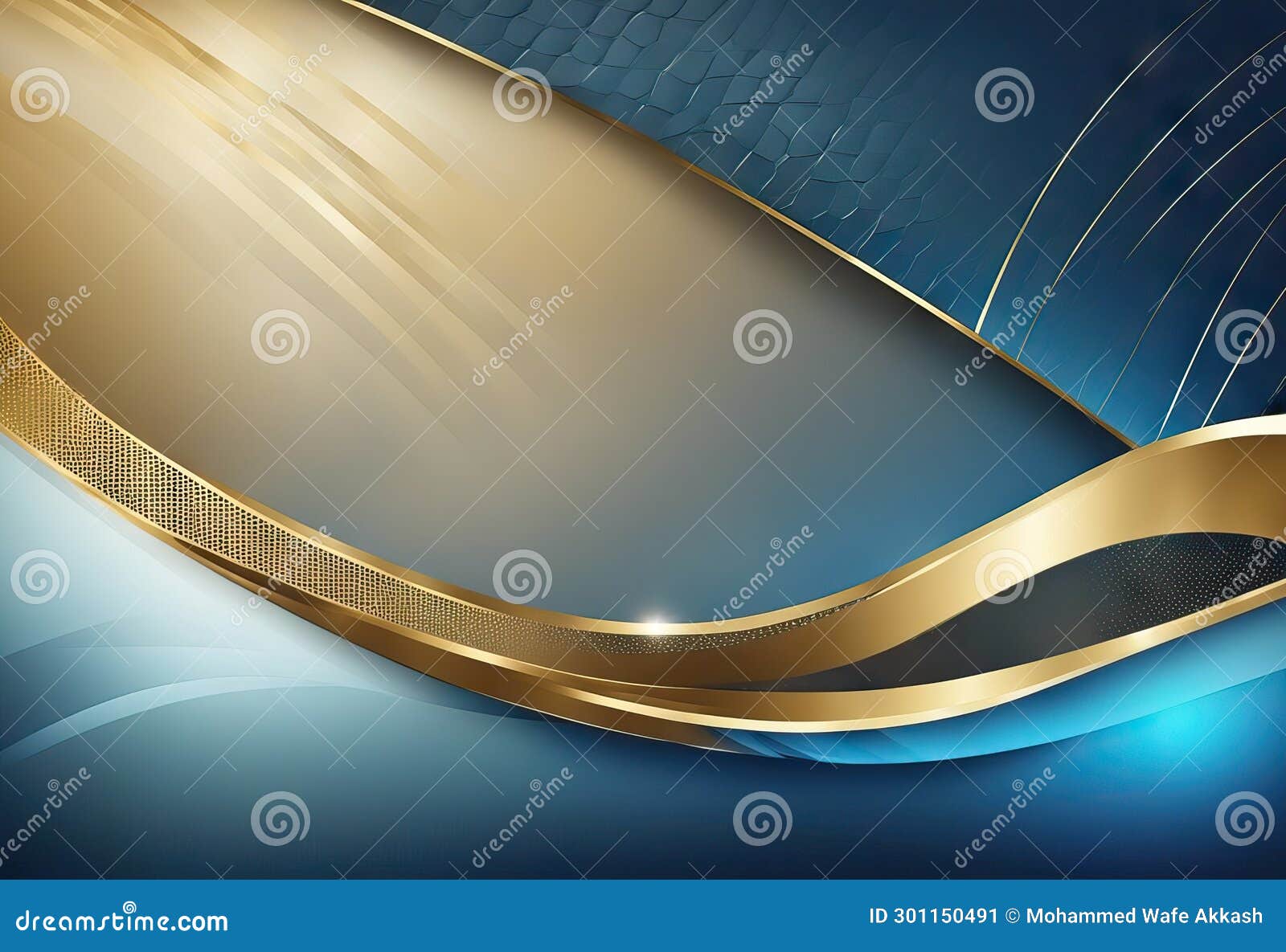 Abstract Wide Gradient Blue Luxury Design of Overlap Template with Gold ...