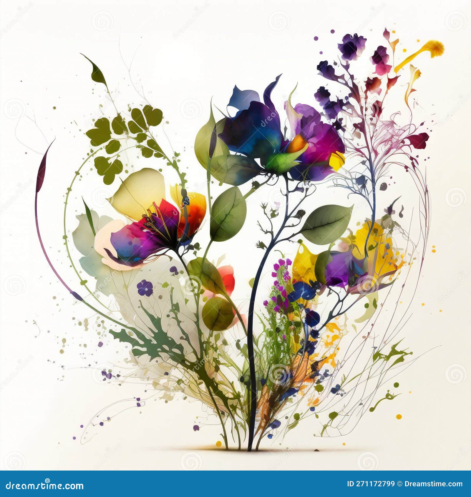 Abstract Wild Flowers on White Background Stock Illustration ...