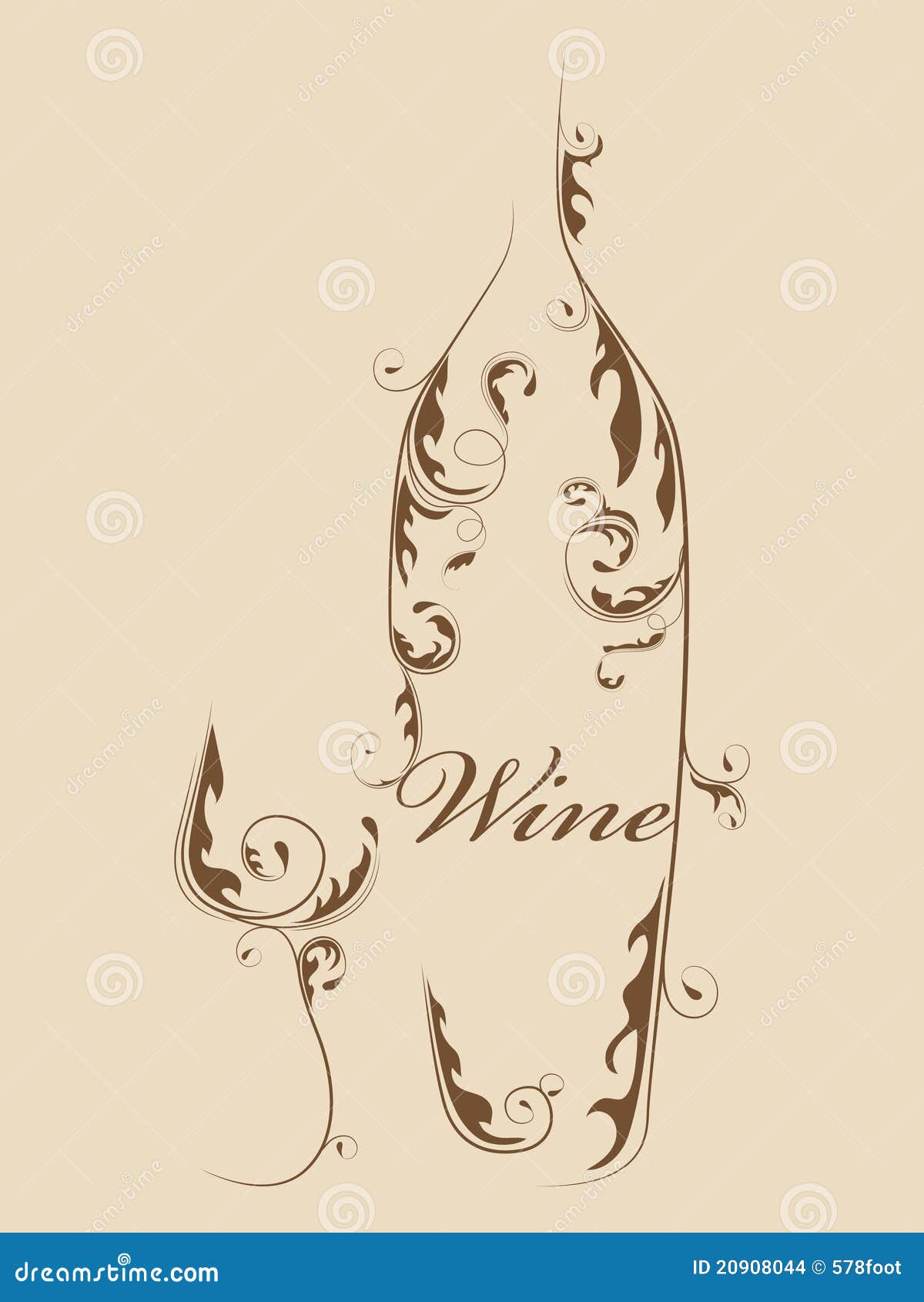 Abstract wine bottle stock vector. Illustration of menu - 20908044