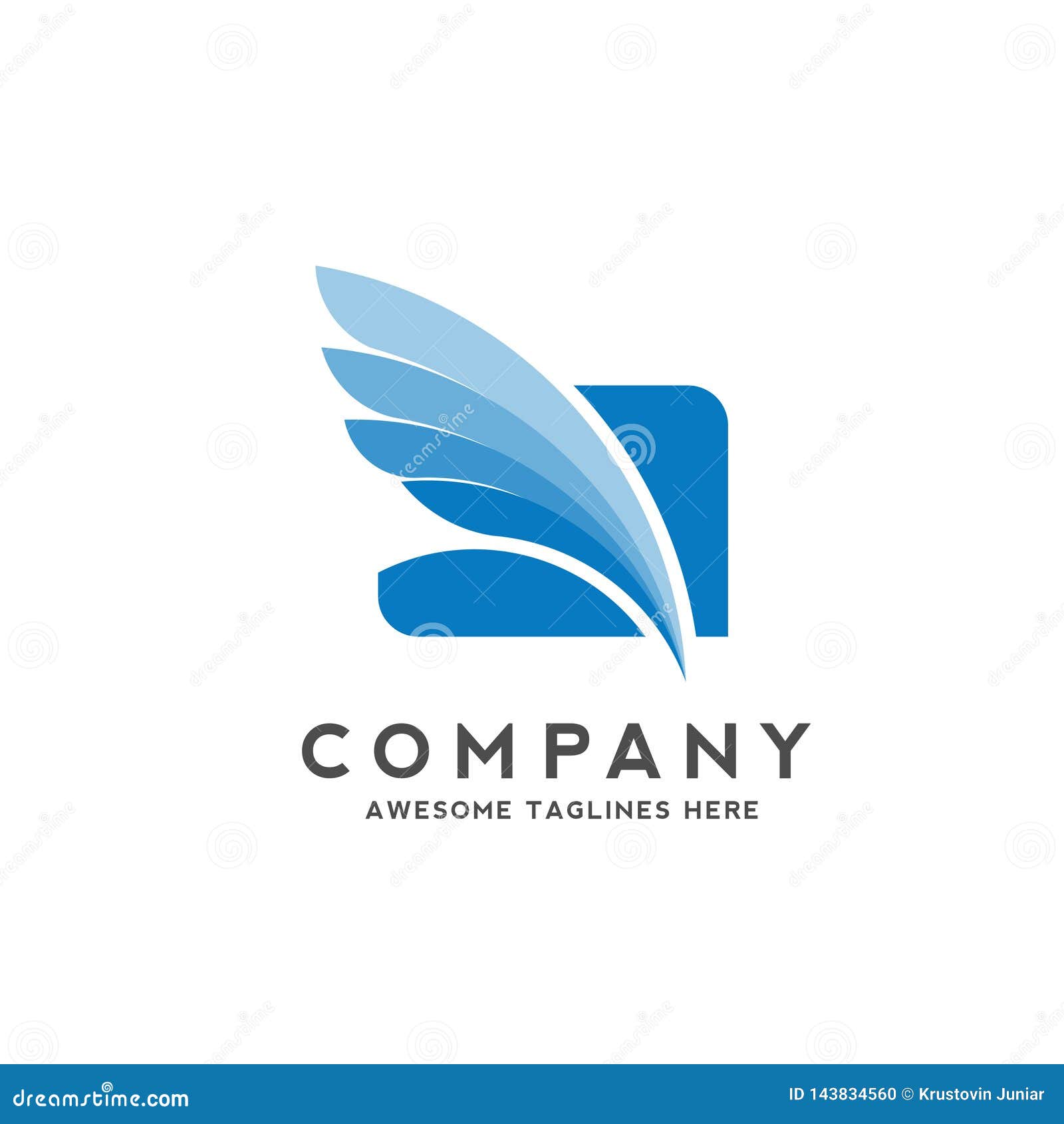 Abstract Wing Sign with Square Logo Stock Vector - Illustration of ...