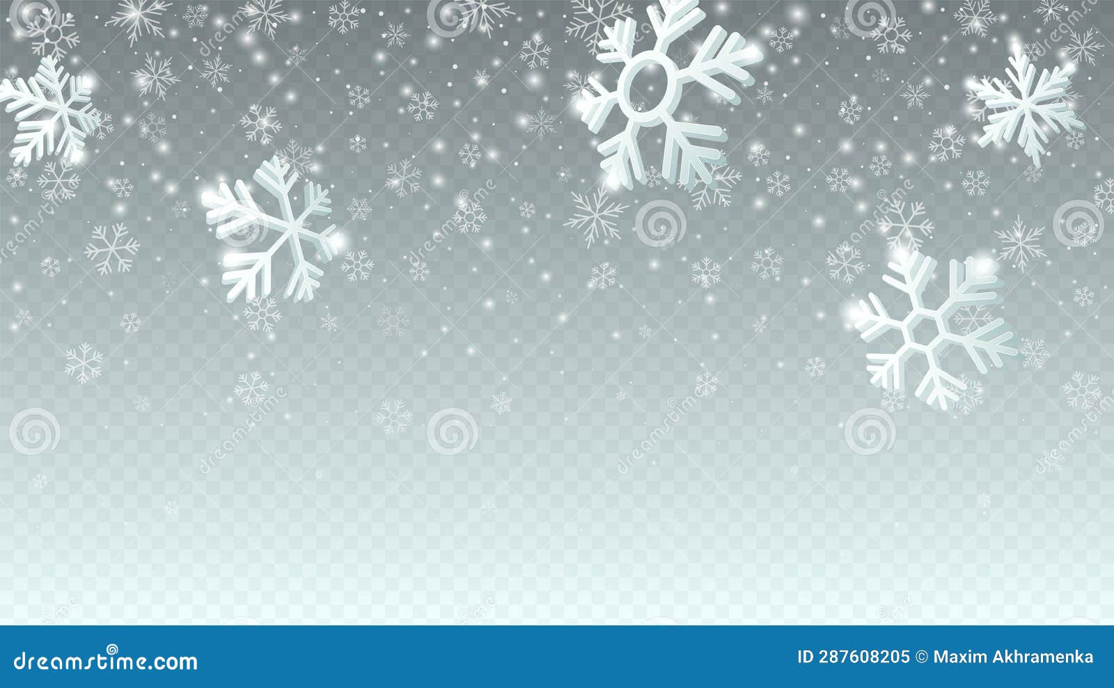 Abstract Winter Background of Falling Large and Small Snowflakes ...
