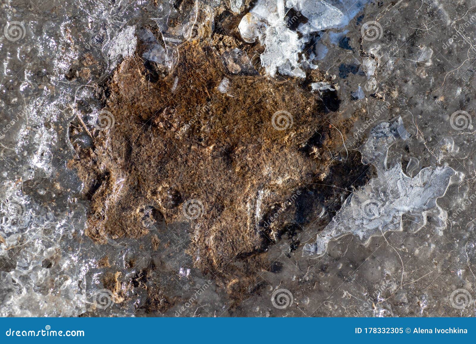 Abstract Winter Background with Natural Ice and Ground Under ...