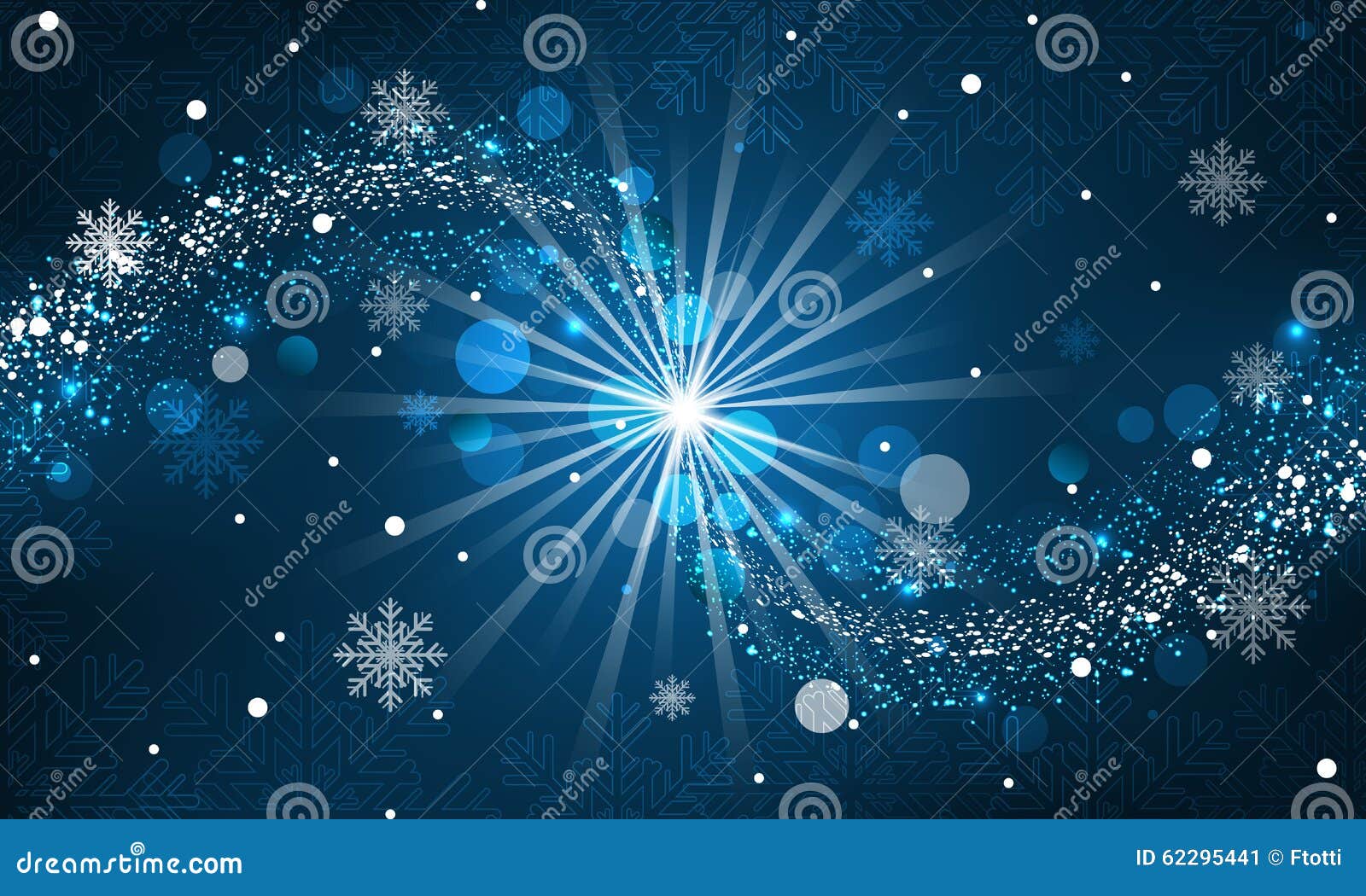 Abstract Winter Background. Snowfall, Sparkle, Snowflakes on a Blue ...