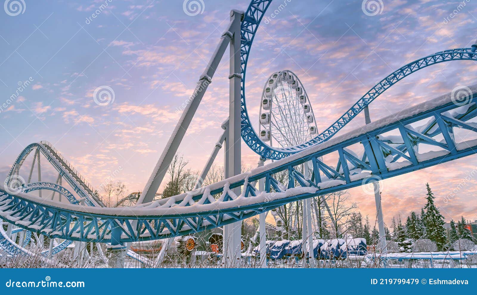 Abstract Winter Landscape with Snow-covered Roller Coaster Stock Image ...