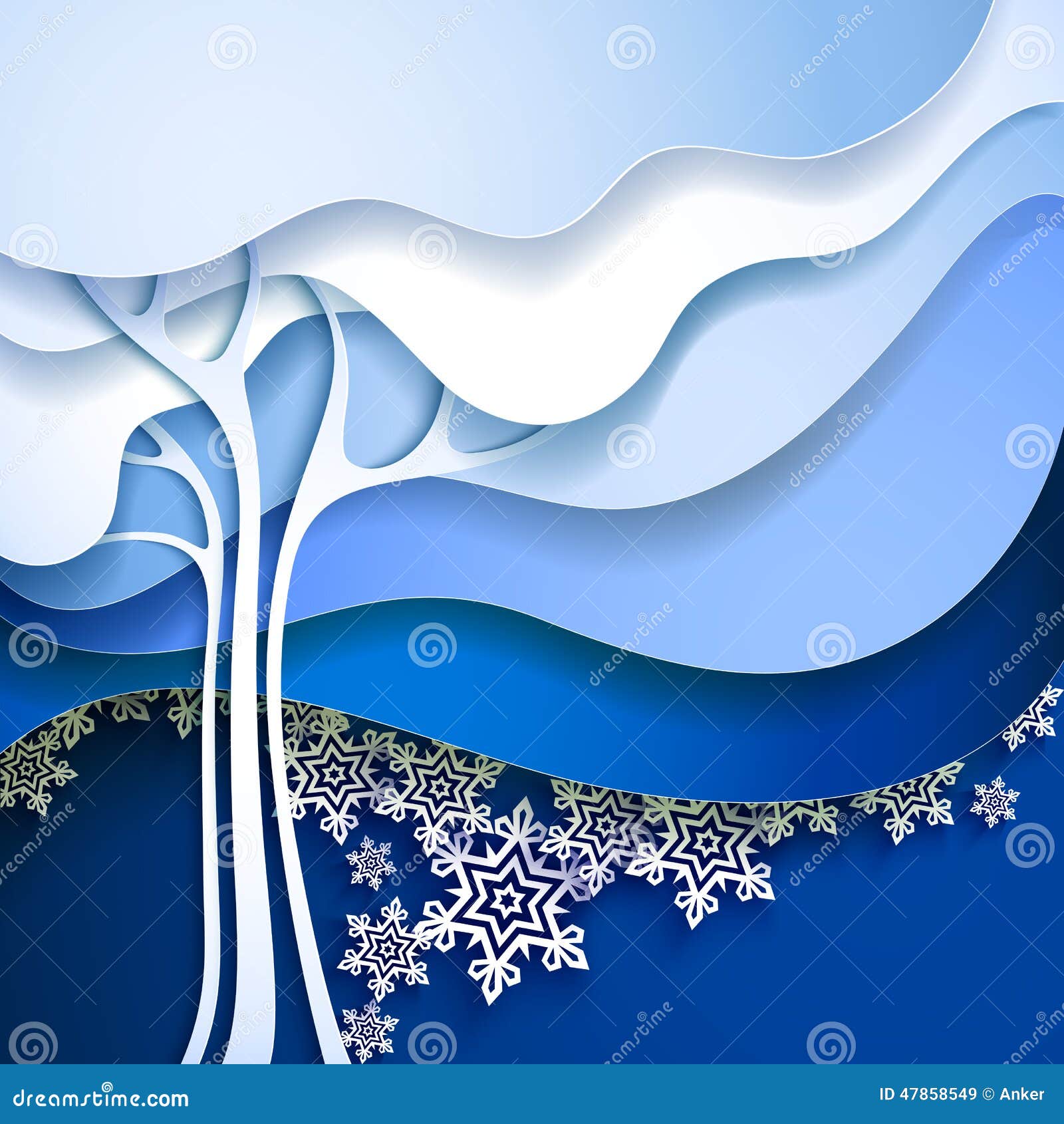 Abstract winter tree. stock vector. Illustration of light - 47858549