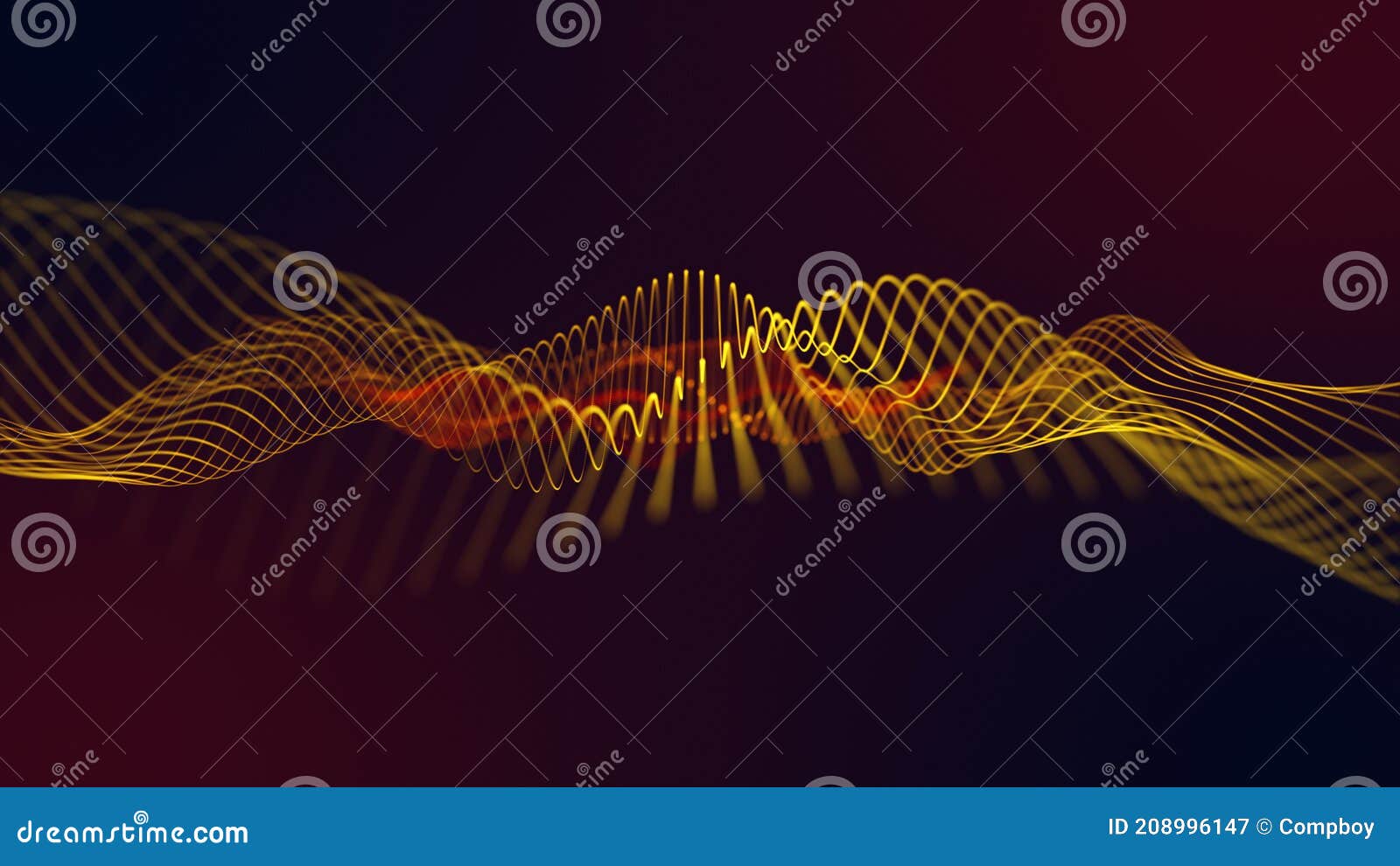 Abstract Wire Frame Glowing Blurred Waves Stock Illustration ...