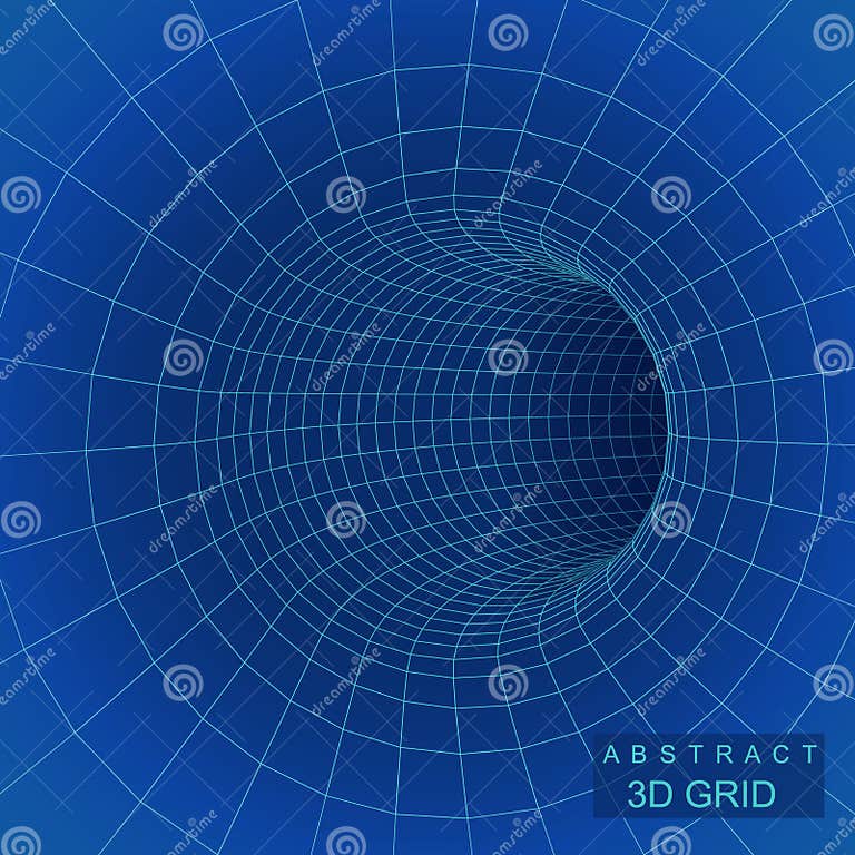 Abstract Wireframe Background. Torus Mesh with Hole Wormhole. 3D Grid ...