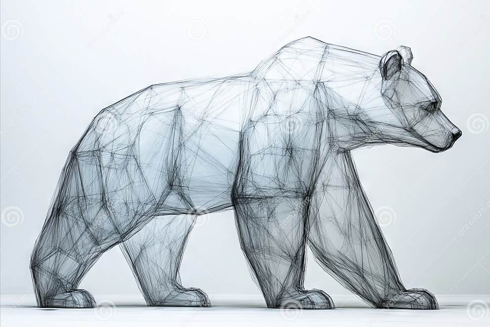Abstract Wireframe Bear Illustration on a White Background. Stock Photo ...