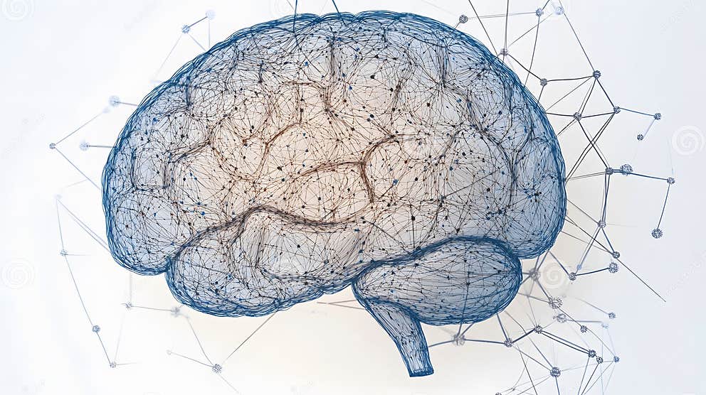 Abstract Wireframe Brain Network Connectivity Good Resolution Stock ...