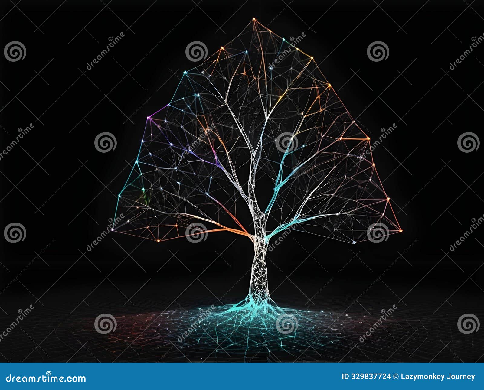 Abstract Wireframe Bright Mesh Bare Tree Glare Effect. White Wire ...