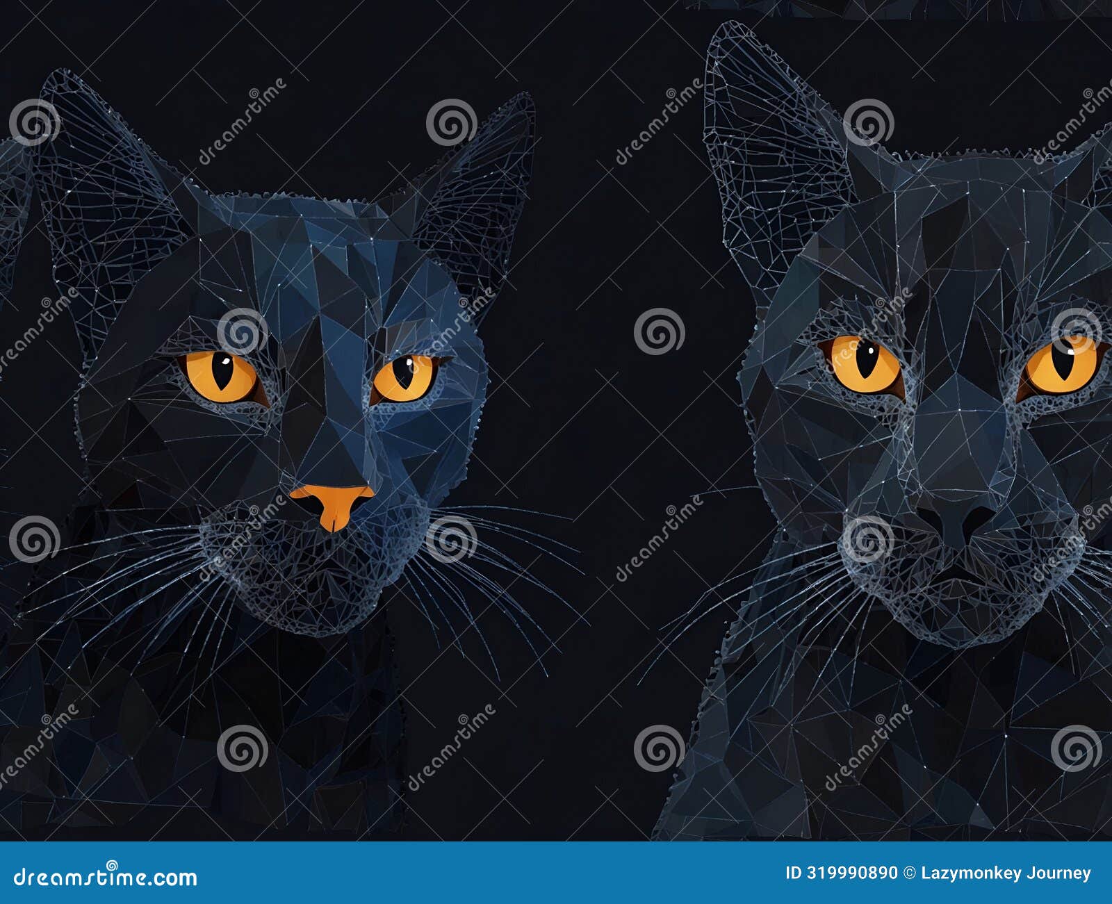 Abstract Wireframe Cat Low Poly Design, Animal Abstract Geometric Image ...