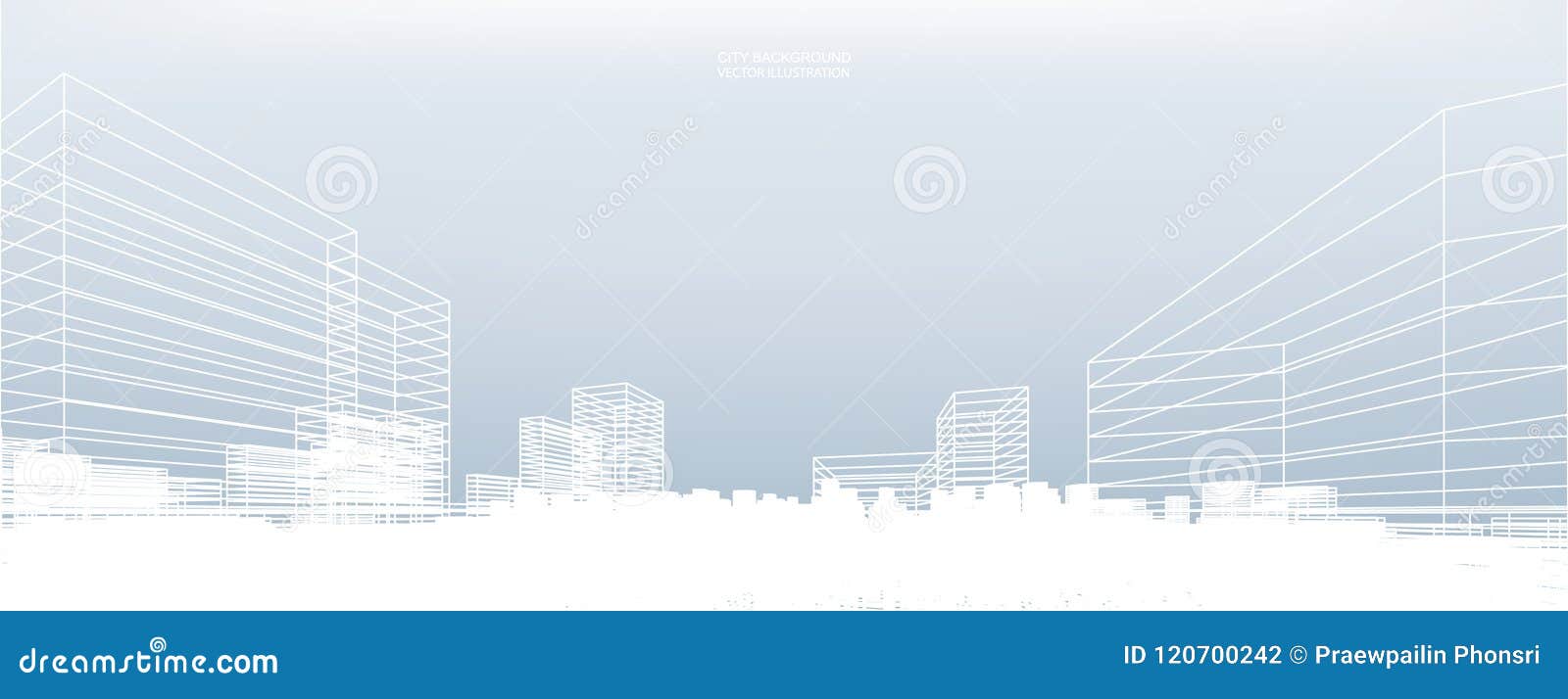 Abstract Wireframe City Background. Perspective 3D Render. Stock Vector ...