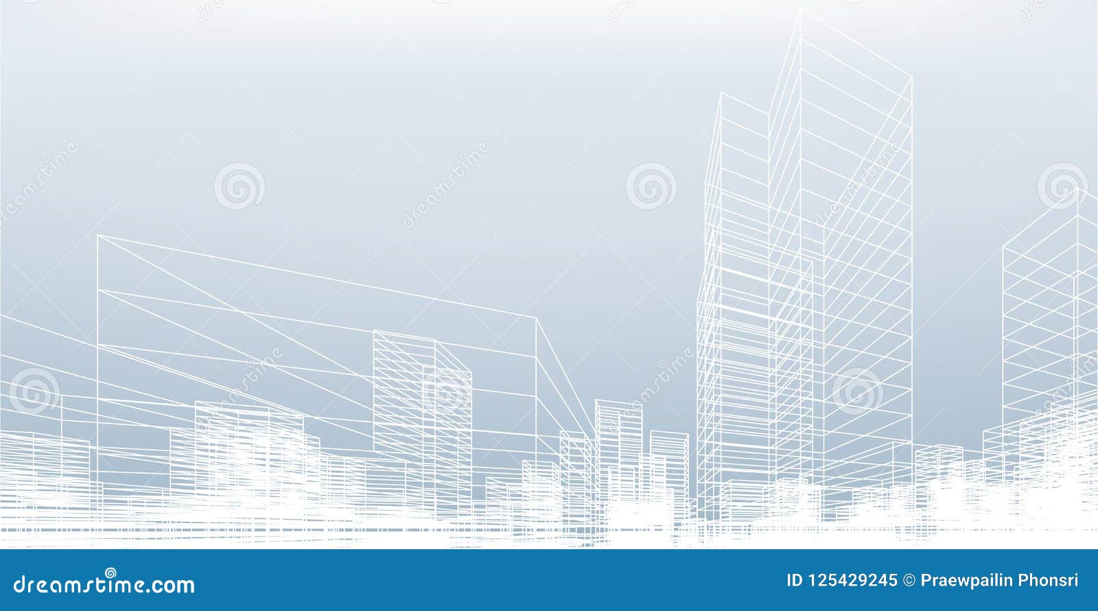 Abstract Wireframe City Background. Perspective 3D Render of Building ... Abstract Wireframe City Background. Perspective 3D Render of Building ...