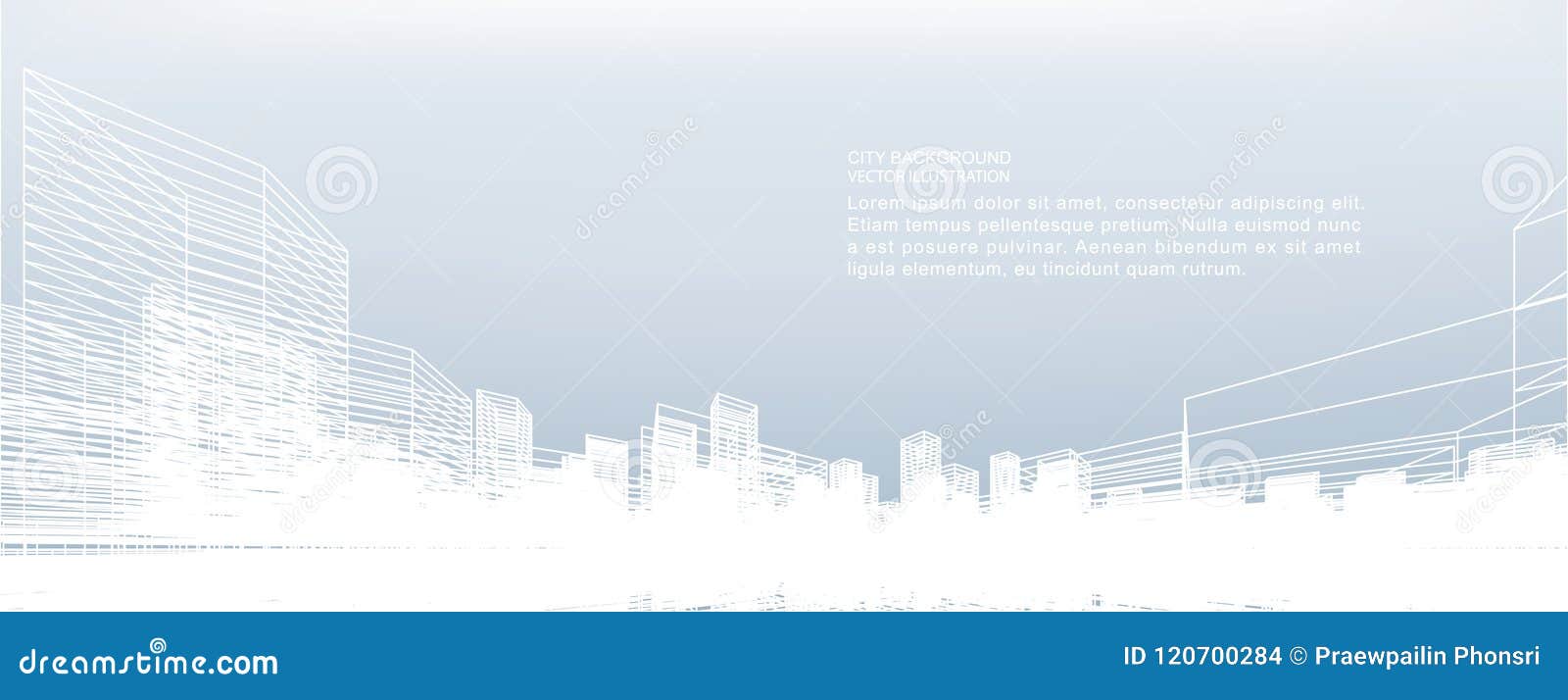 Abstract Wireframe City Background. Perspective 3D Render. Stock Vector ...