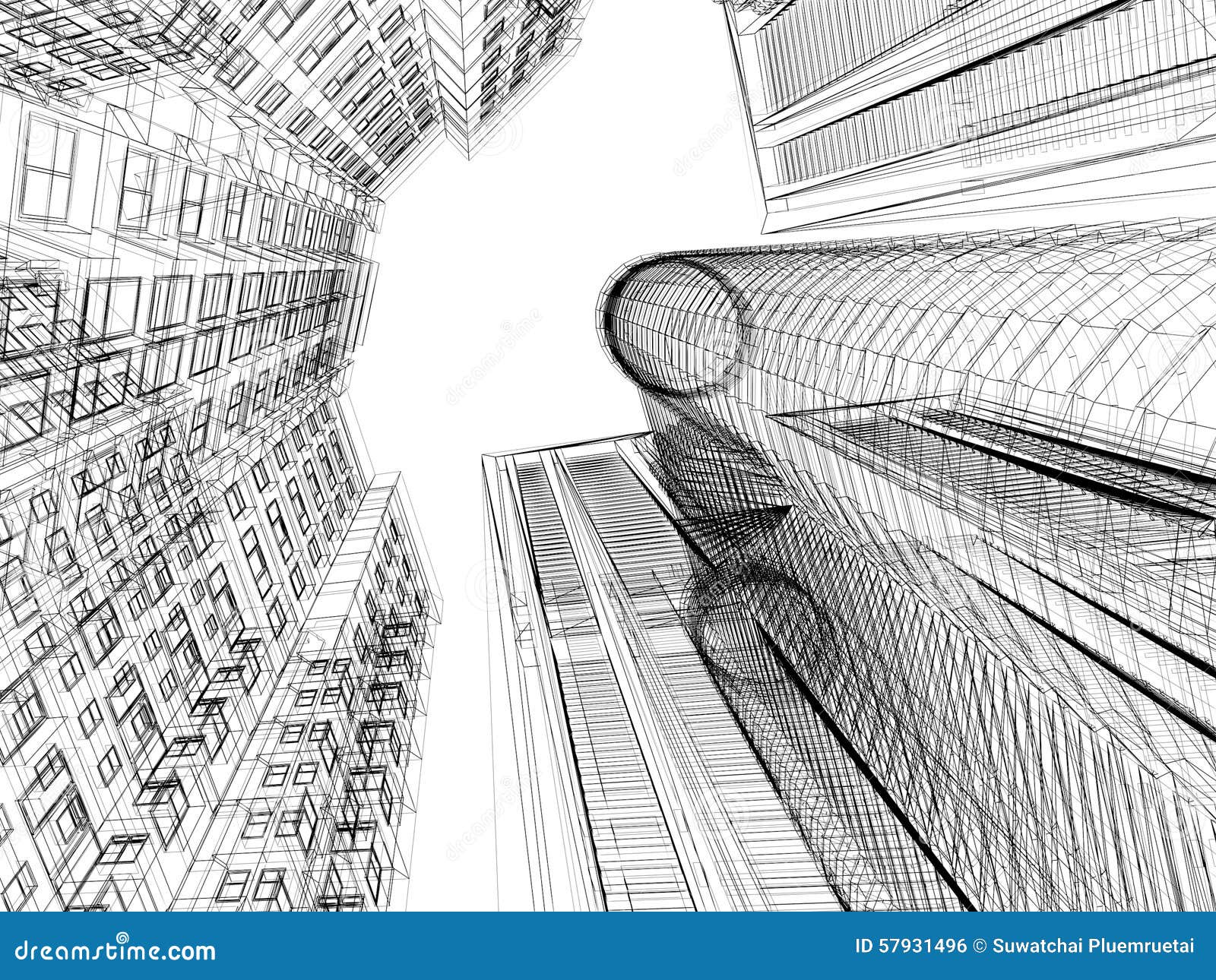 Abstract Wireframe of 3D Architecture Stock Illustration - Illustration ...