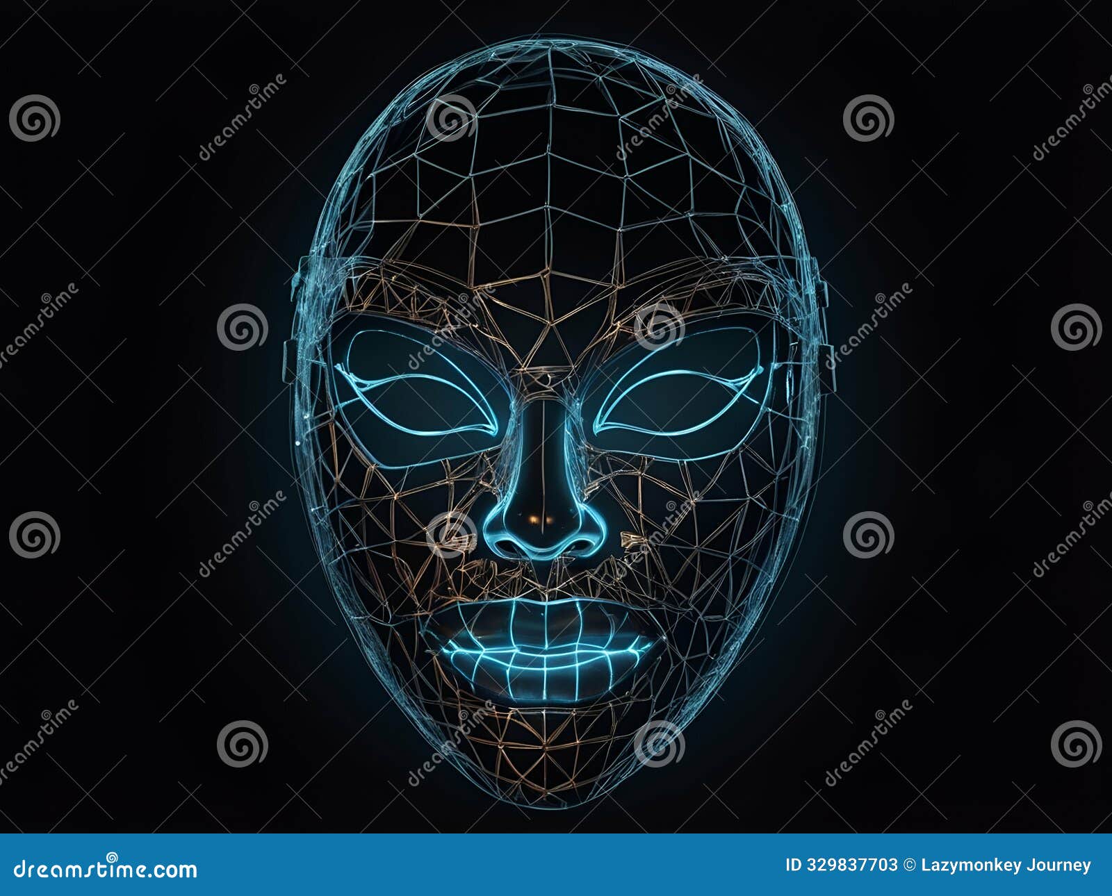 Abstract Wireframe Glowing Mesh Horror Mask with Glitter Effect ...