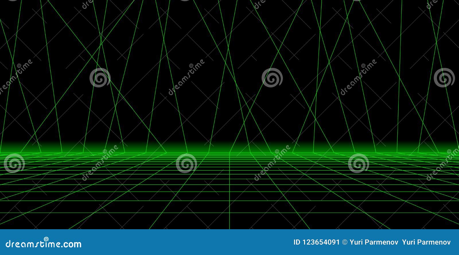 Abstract Wireframe Grid Green Empty Room Studio Used for Background and ...