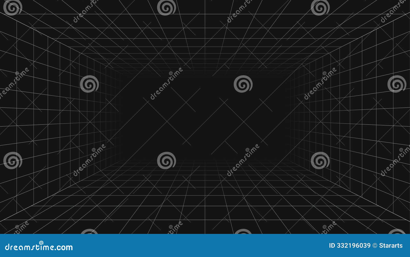 Abstract Wireframe Grid Line Room Perspective Dark Background Stock ...