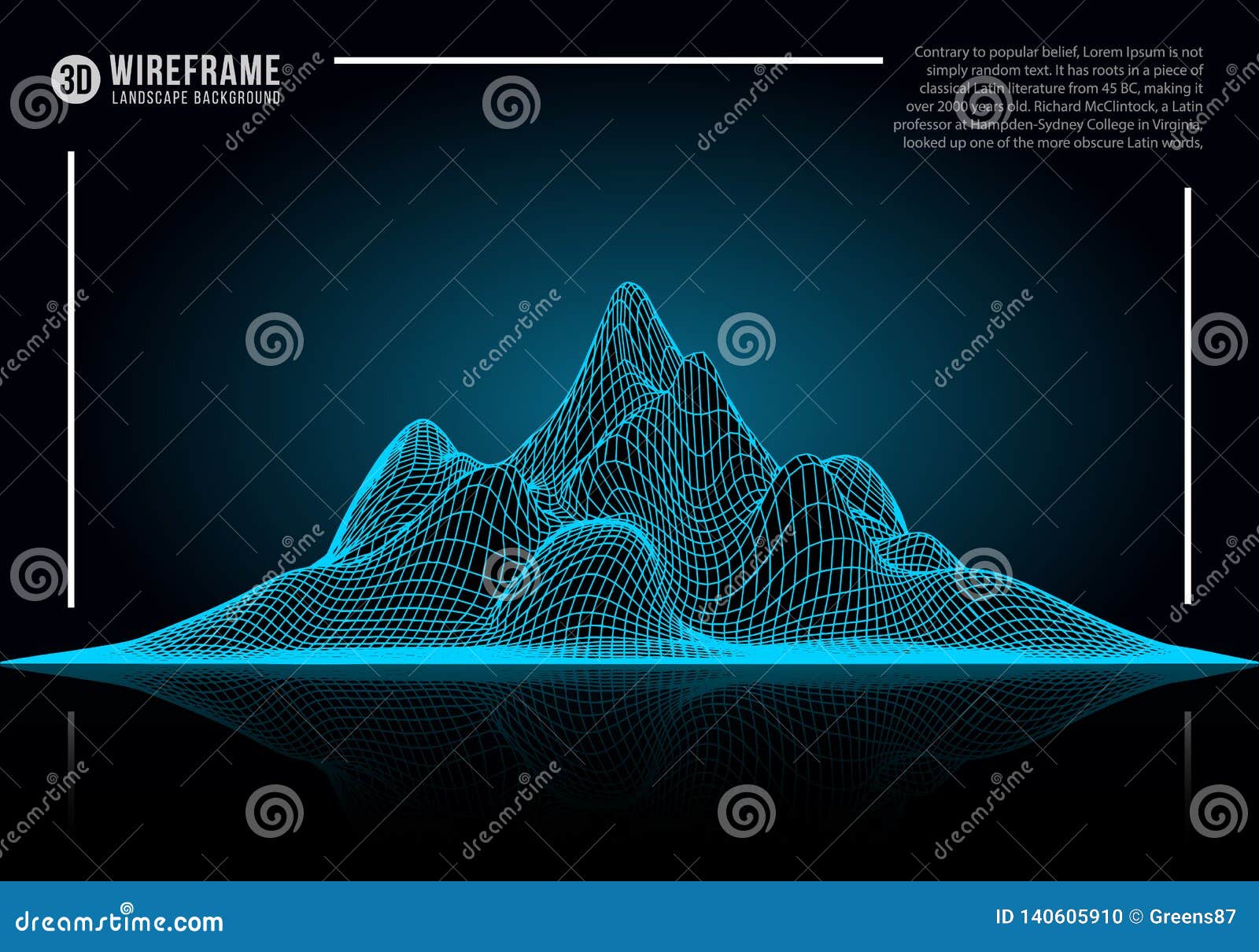 Abstract Wireframe Landscape Background. Stock Vector - Illustration of ...
