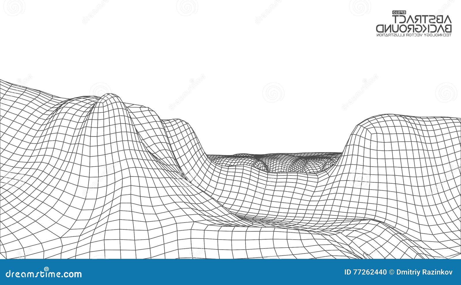 Abstract Wireframe Landscape Background. Cyberspace Grid. 3d Technology ...