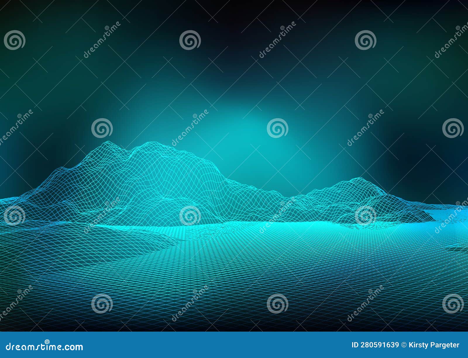 Wireframe Landscape Background. Vector Illustration | CartoonDealer.com ...